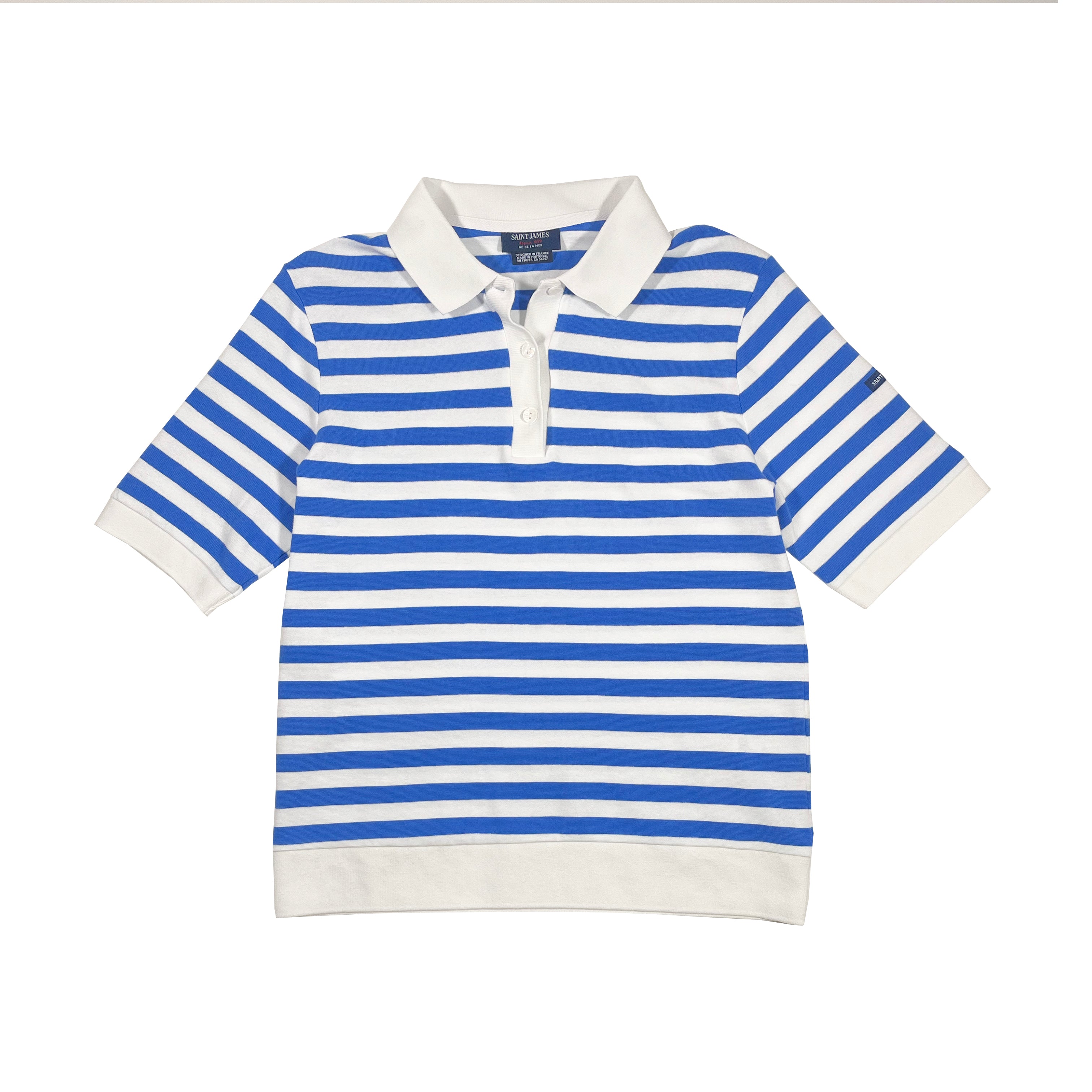 Saint James Carola Striped Cotton Polo Blue White Garmentory