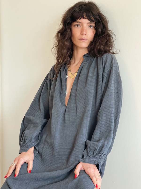 The Ludlow Shop Overdyed French Linen Sleeper - Faded Black Stripe ...