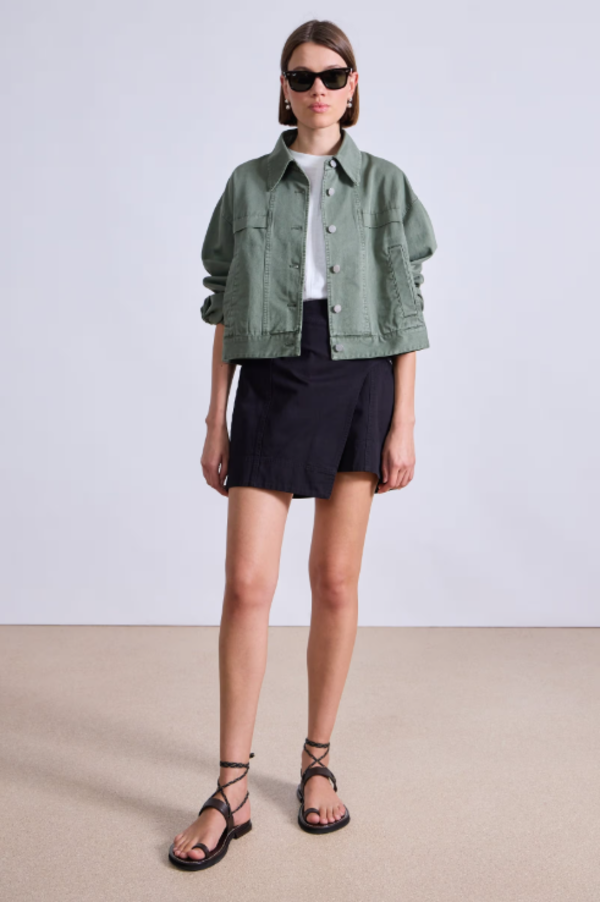 Apiece Apart Cropped Trapeze Jacket - Thyme | Garmentory