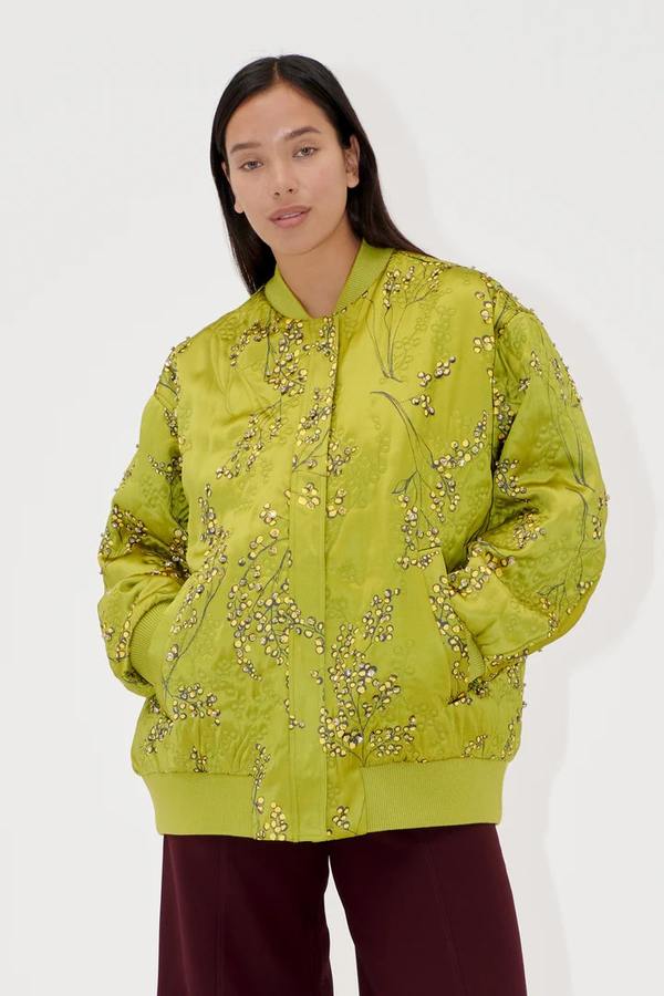 Stine Goya Covered Placket Voluminous Bomber - Green | Garmentory