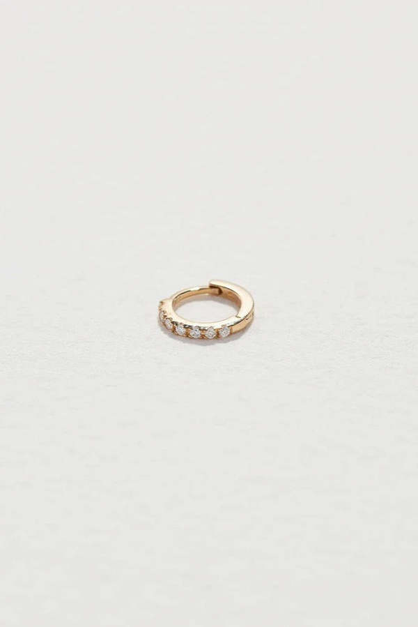 Pamela Love Tiny Half Pav Huggie - Gold & White Diamond | Garmentory