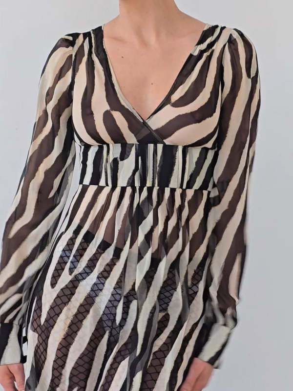 Diane von Furstenburg Sheer Zebra Silk Dress | Garmentory