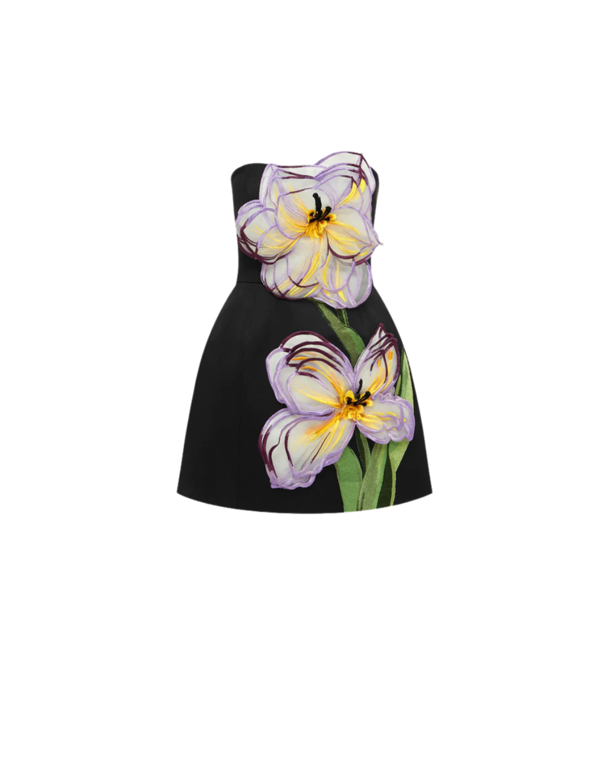 Leo Lin Rosario Appliqué Floral Bustier Mini Dress - Ebony Iris | Garmentory
