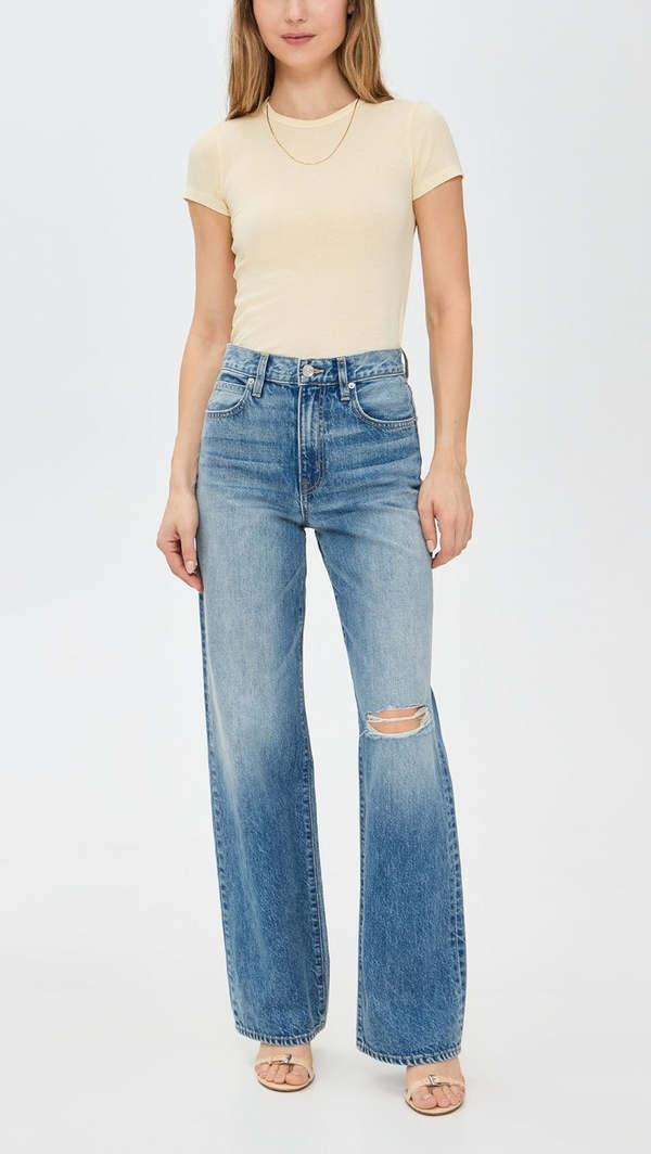 SLVRLAKE Grace High Rise Wide Leg Jeans - Heavy Hitter Blue | Garmentory