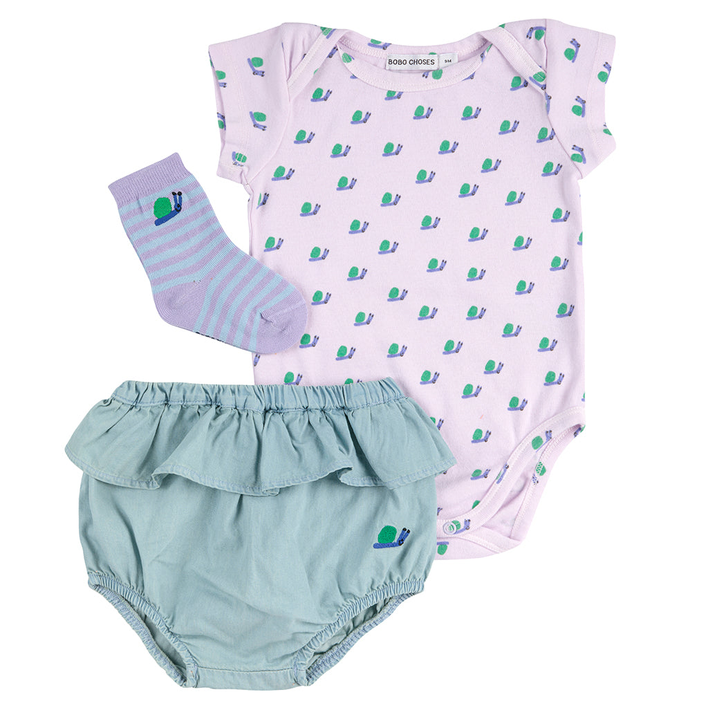 Bobo Choses Baby Funny Snail Three Piece Gift Set - Lavender Purple ...