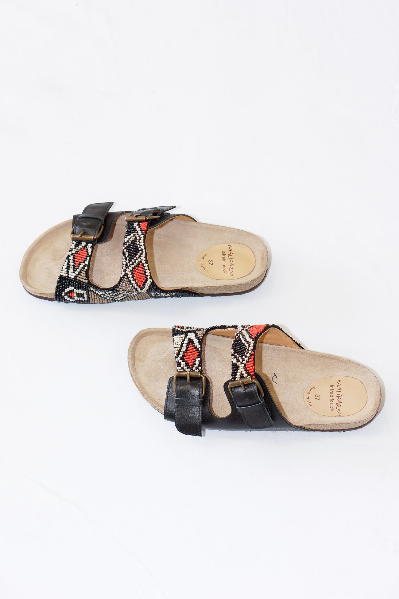 Maliparmi Hand Beaded Infrabijoux Leather Slide Sandals | Garmentory