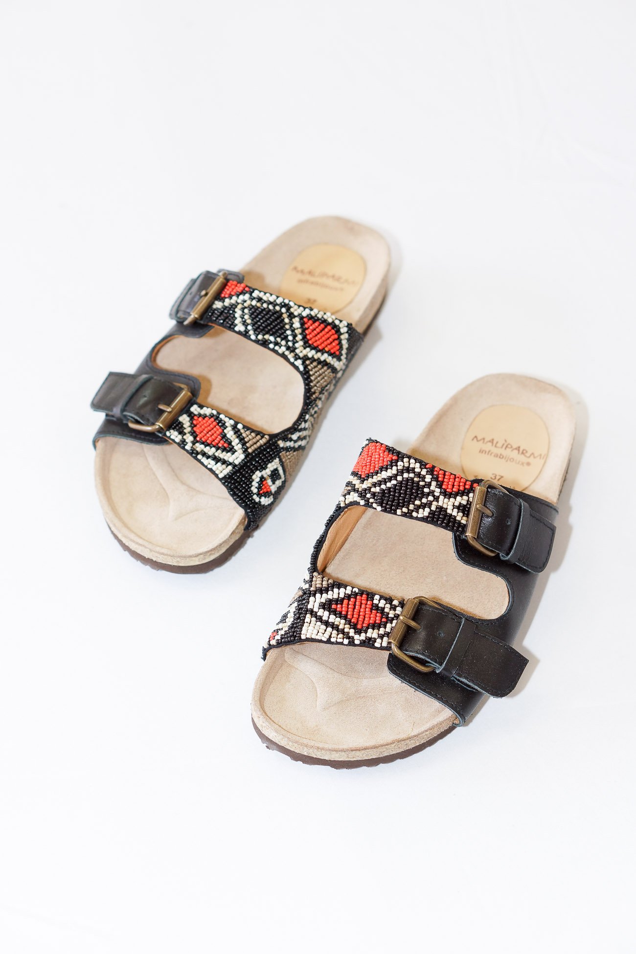 Maliparmi Hand Beaded Infrabijoux Leather Slide Sandals | Garmentory