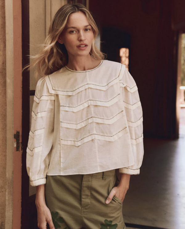 The Great. Beaded Chevron Top - Cream | Garmentory