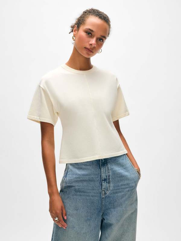 White + Warren Superfine Organic Cotton Waisted Shirt - White | Garmentory