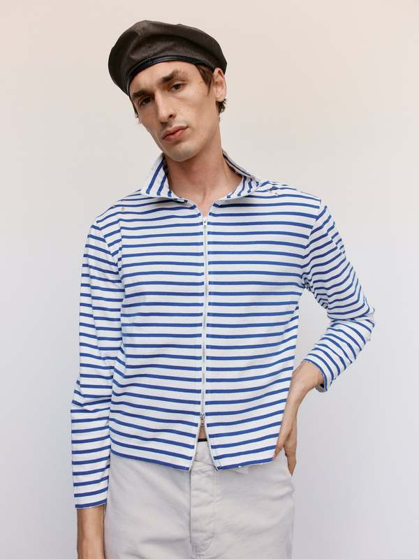 Our Legacy Genova Stripe Rough Cotton Shrunken Fullzip Polo | Garmentory