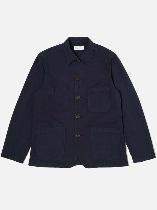Universal Works Bakers Jacket Navy Seersucker Garmentory