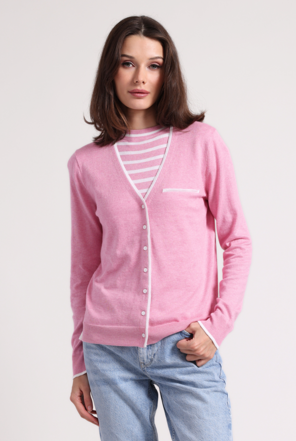 Minnie Rose Supima Cotton V Neck Long Sleeve Cardigan - Multiple Colors ...