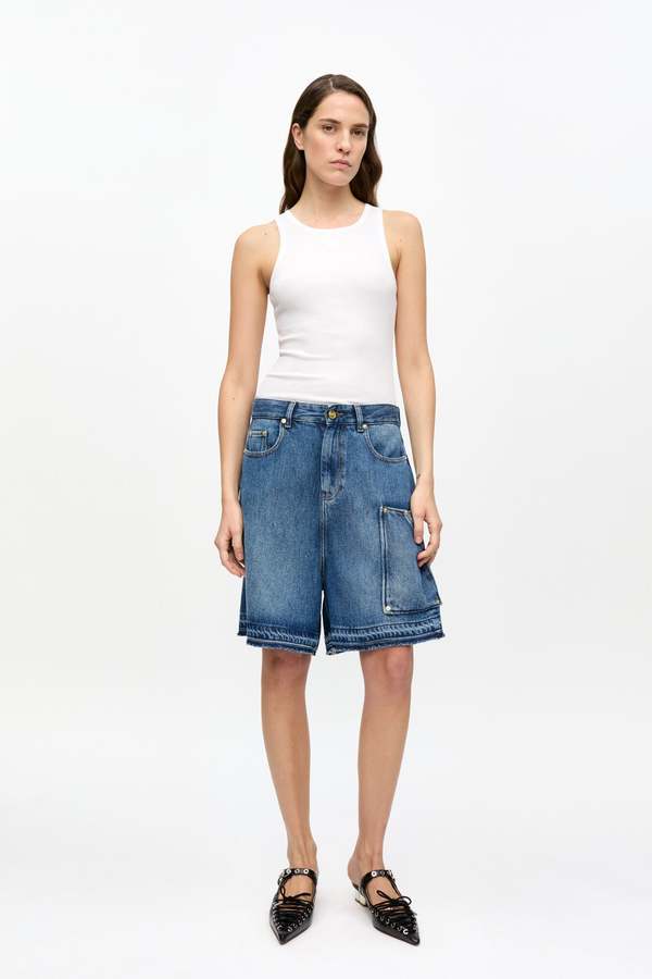 Ganni Light Denim Shorts - Mid Blue Vintage | Garmentory