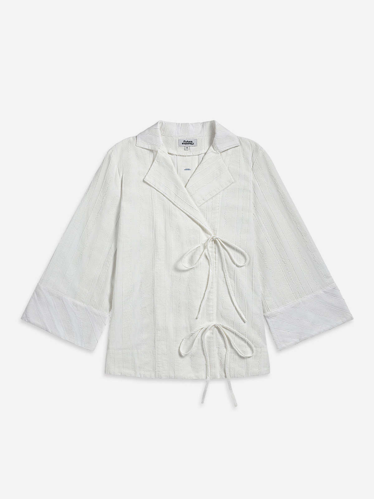 Future Classics Textured Striped Overshirt - Pure White Stripe / Navy ...