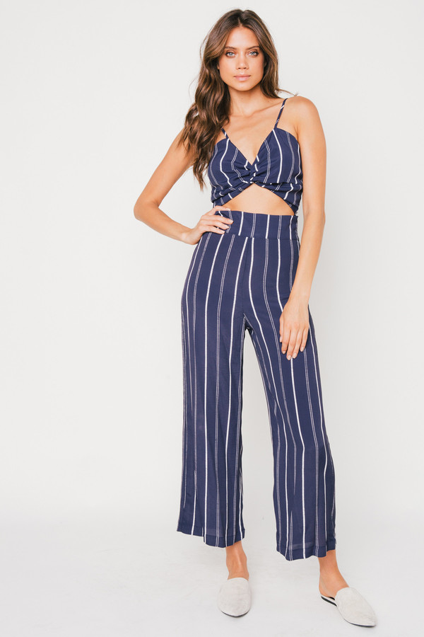 Flynn Skye Emily Jumpsuit - White and Navy Stripe | Garmentory