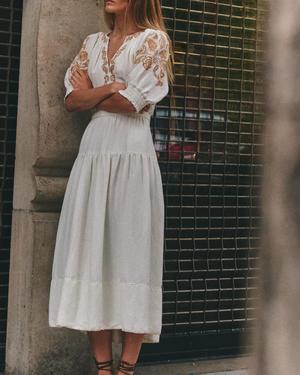 Cartolina Lisette Midi Dress - Ivory | Garmentory