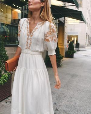 Cartolina Lisette Midi Dress - Ivory | Garmentory
