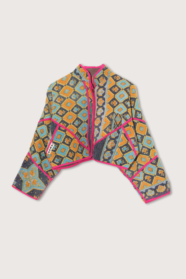 Namai Studio The Kaira Cropped Quilted Jacket - Fuchsia Trim | Garmentory