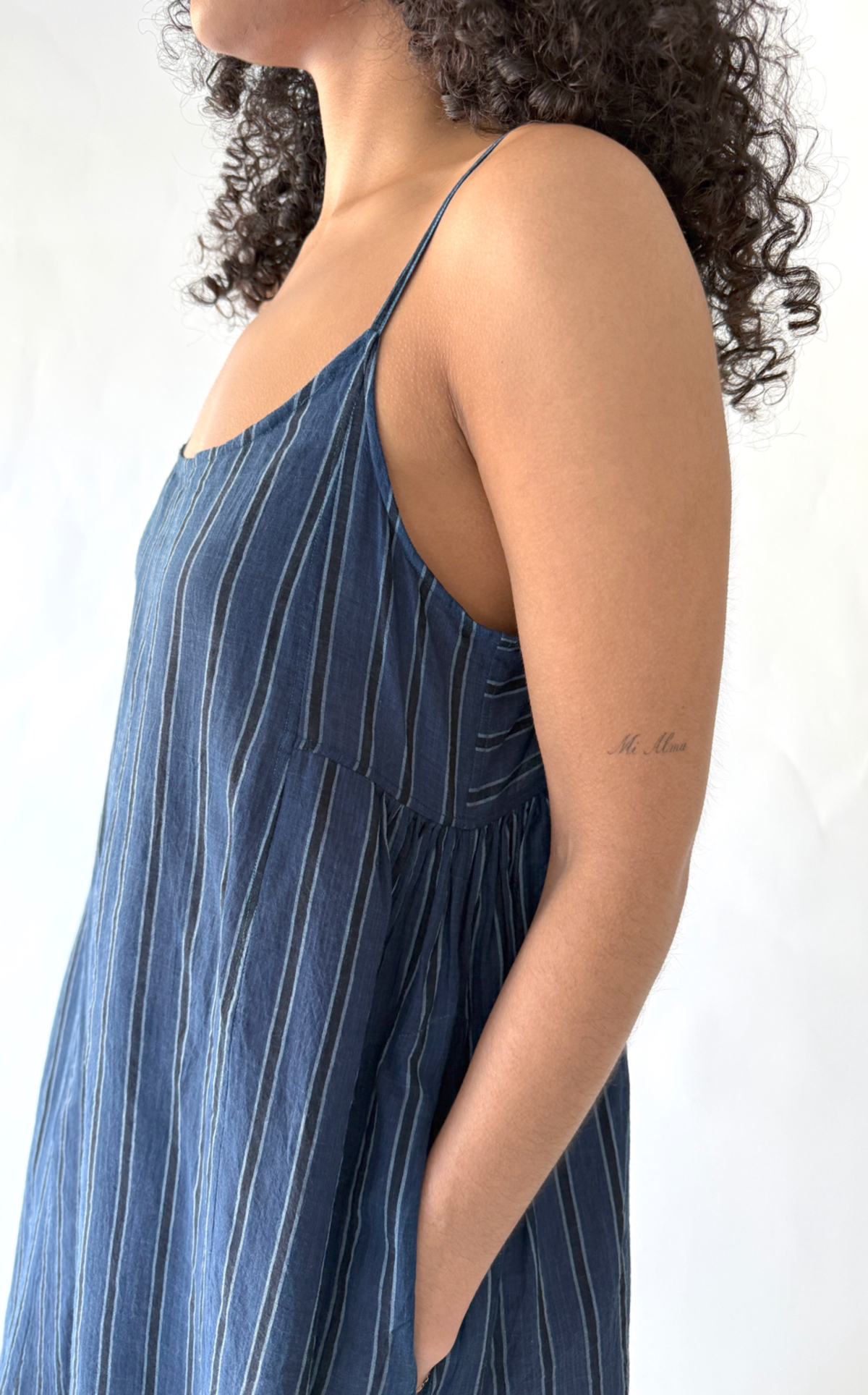 Injiri Slip Dress - Indigo Stripe | Garmentory