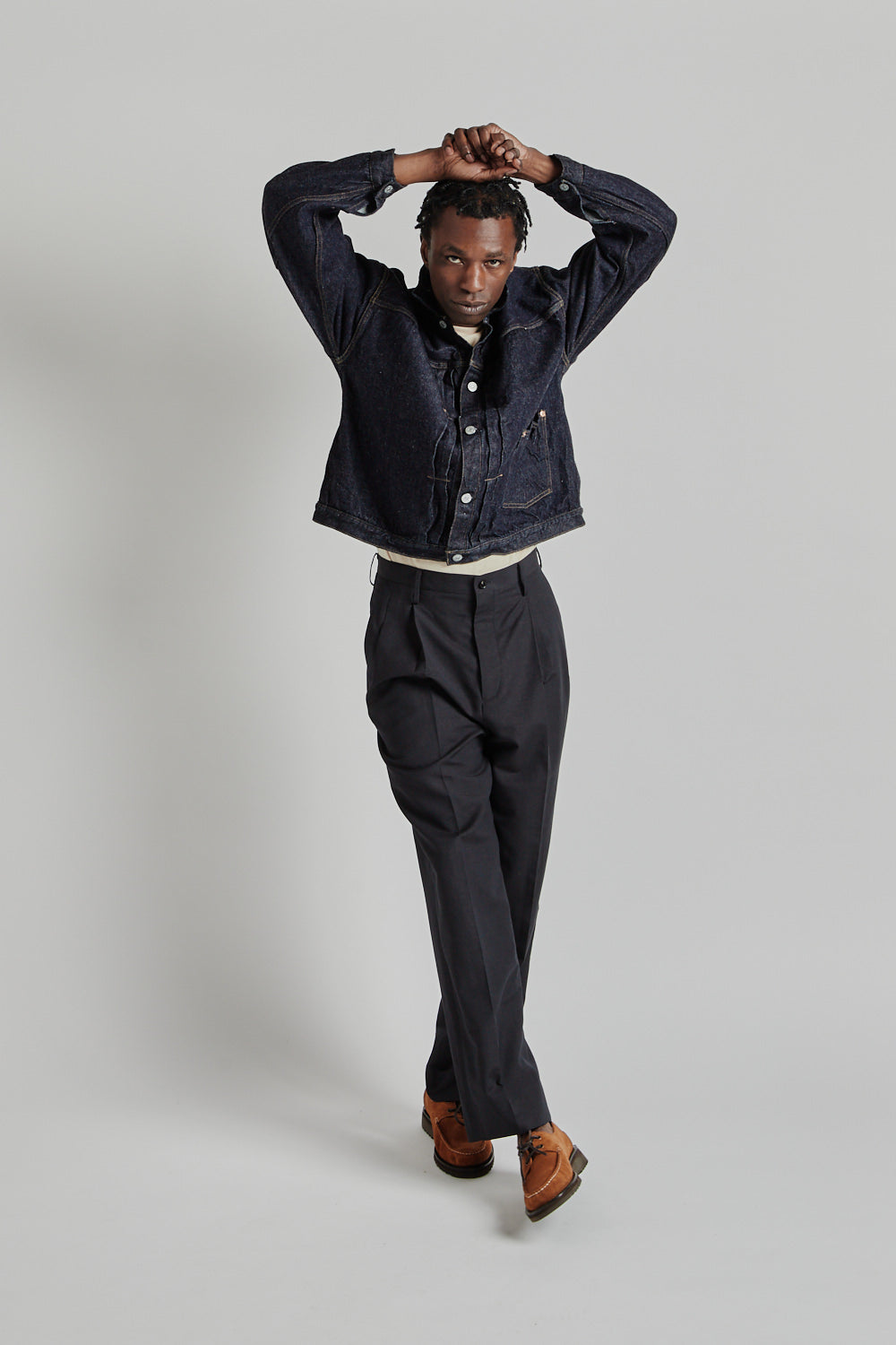 KAPTAIN SUNSHINE Denim Tracker 2P Jacket - Indigo One Wash | Garmentory