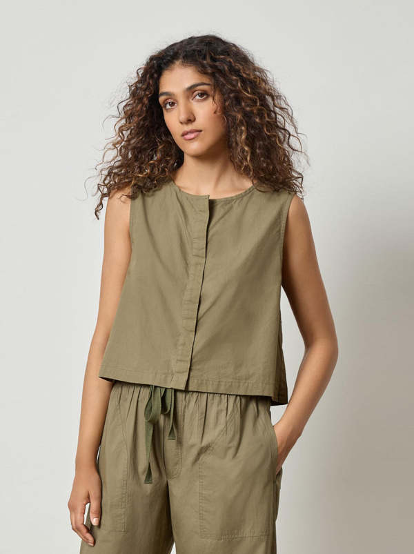 Lilla P. Hidden Placket Top - Kelp | Garmentory