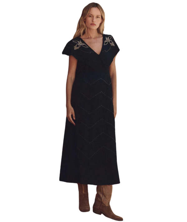 The Great. Beaded Partridge Dress - Black | Garmentory