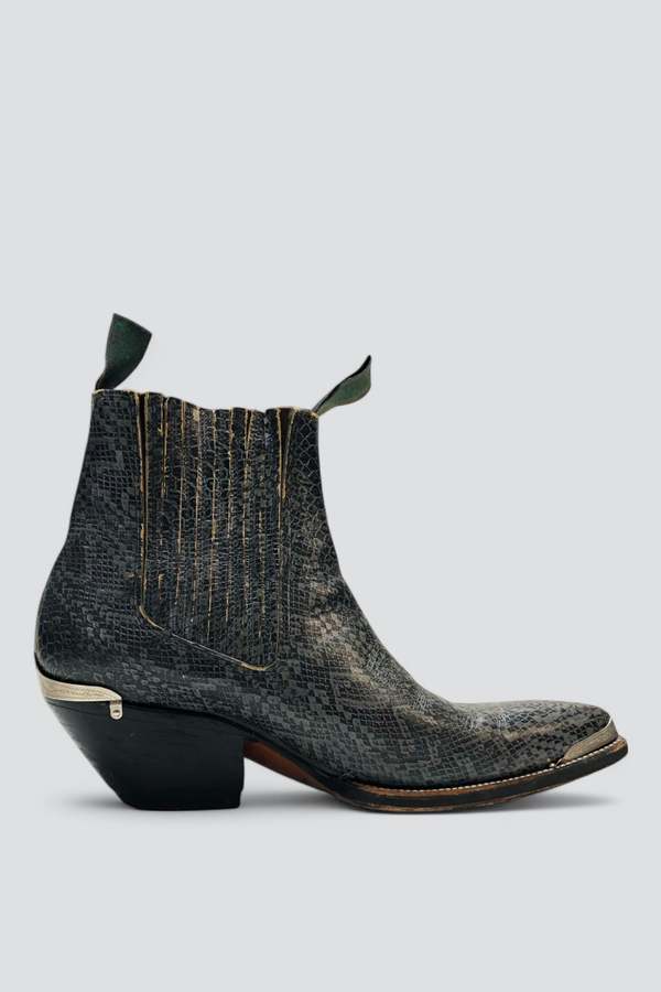 Vintage Leather Snake Metal Tipped Western Boot | Garmentory