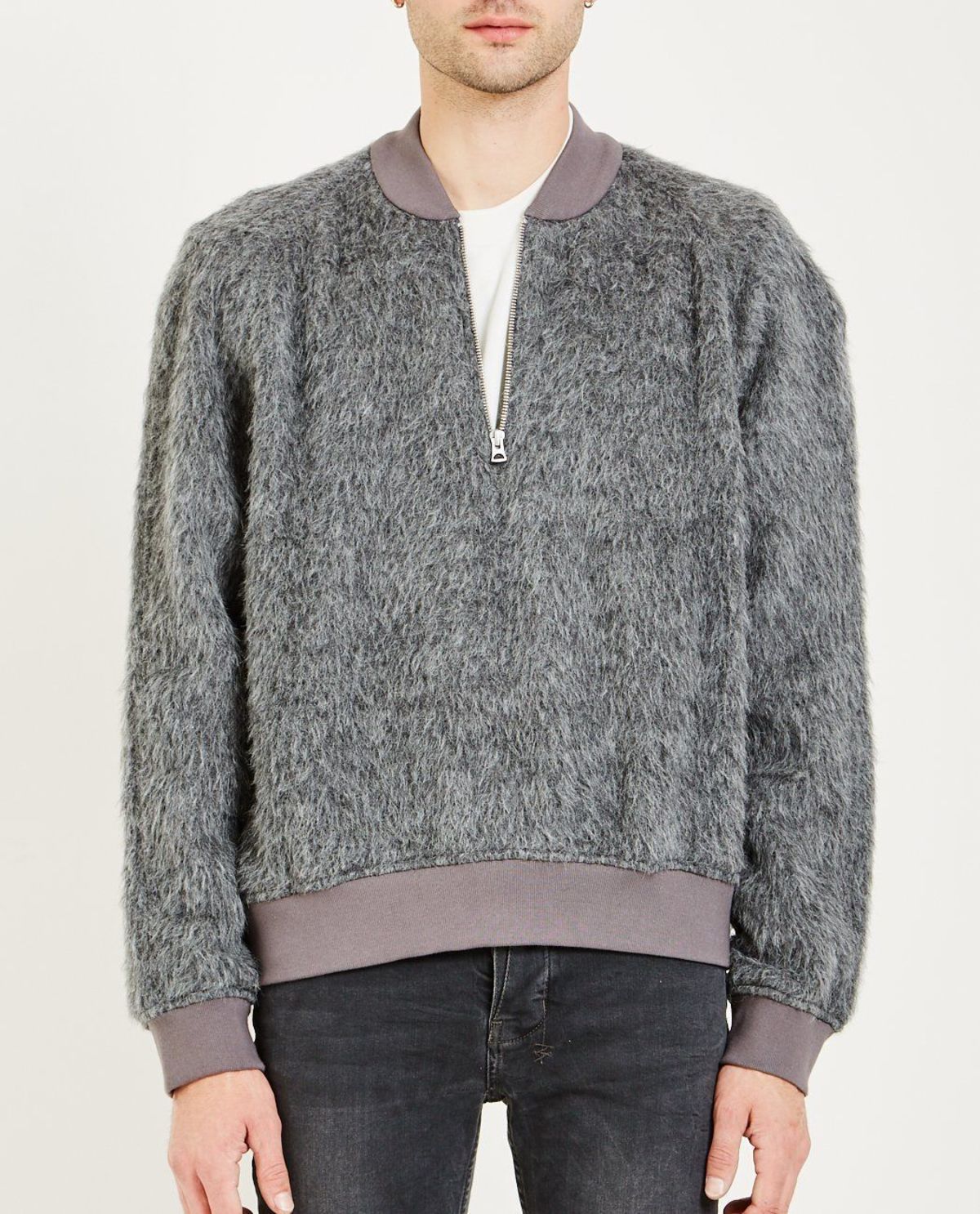 Our Legacy HALF ZIP VARSITY JACKET - GREY FUZZ | Garmentory