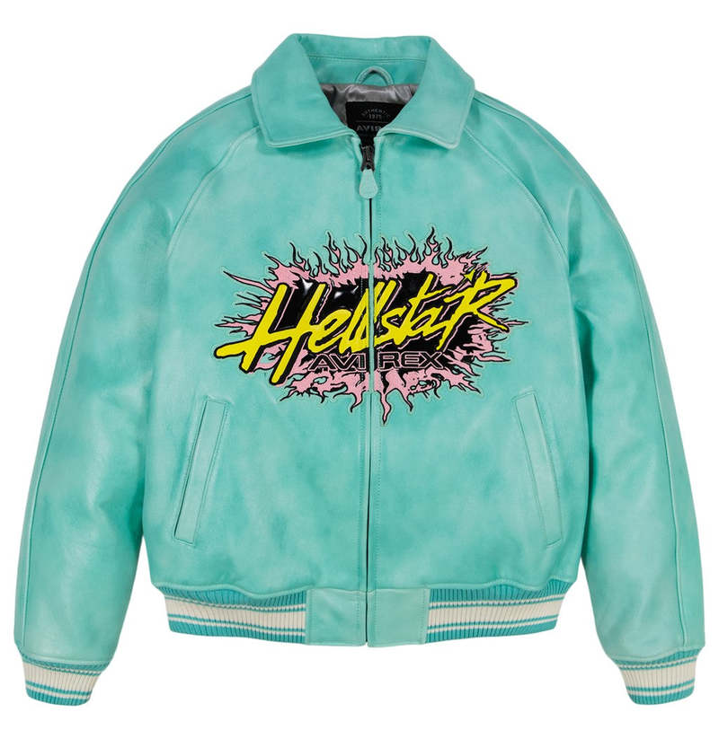 Hellstar Avirex All Star Leather Jacket - Blue | Garmentory