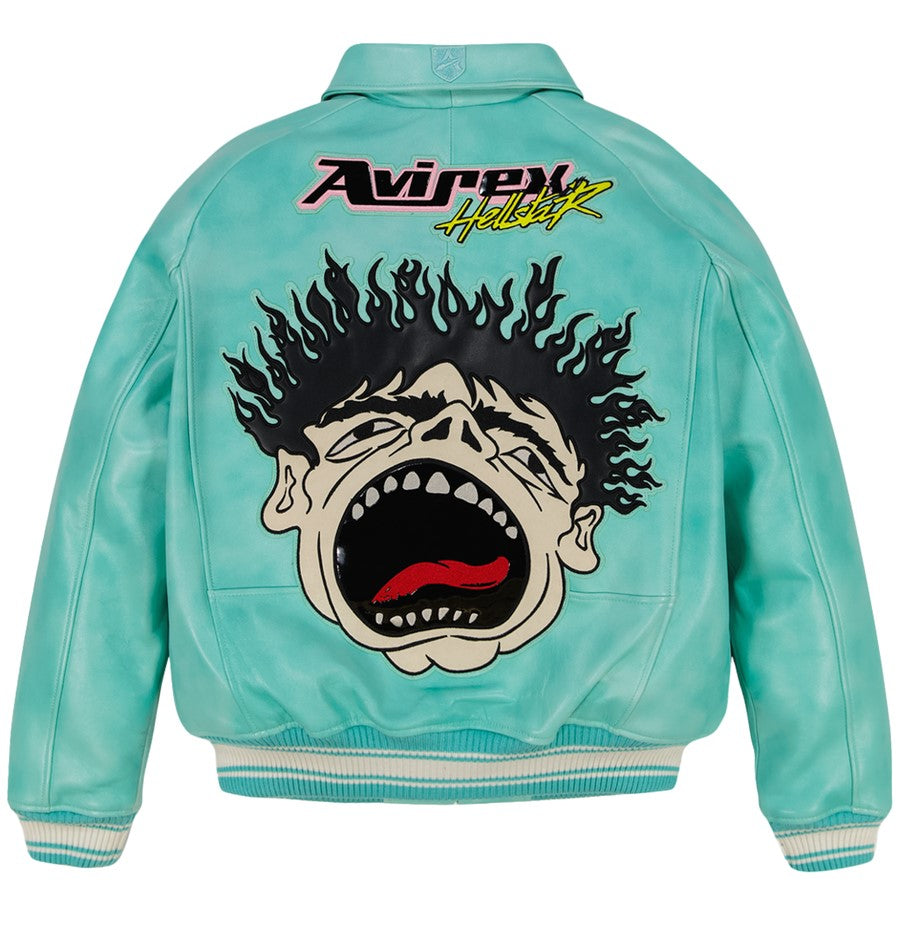 Hellstar Avirex All Star Leather Jacket - Blue | Garmentory