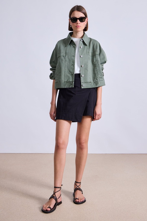 Apiece Apart Cropped Trapeze Jacket - Thyme | Garmentory