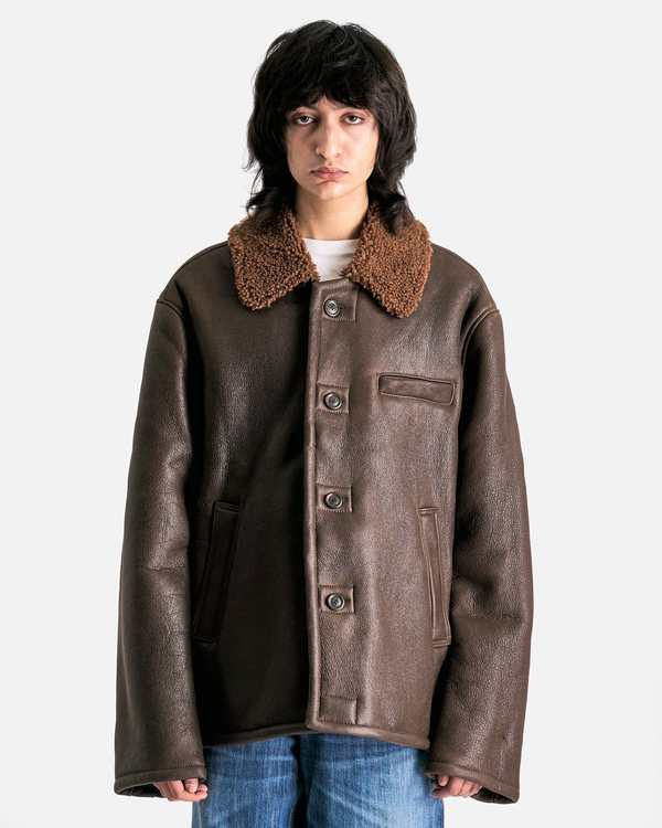 Our Legacy Alaska Jacket - Rustic Grain Brown Shearling | Garmentory