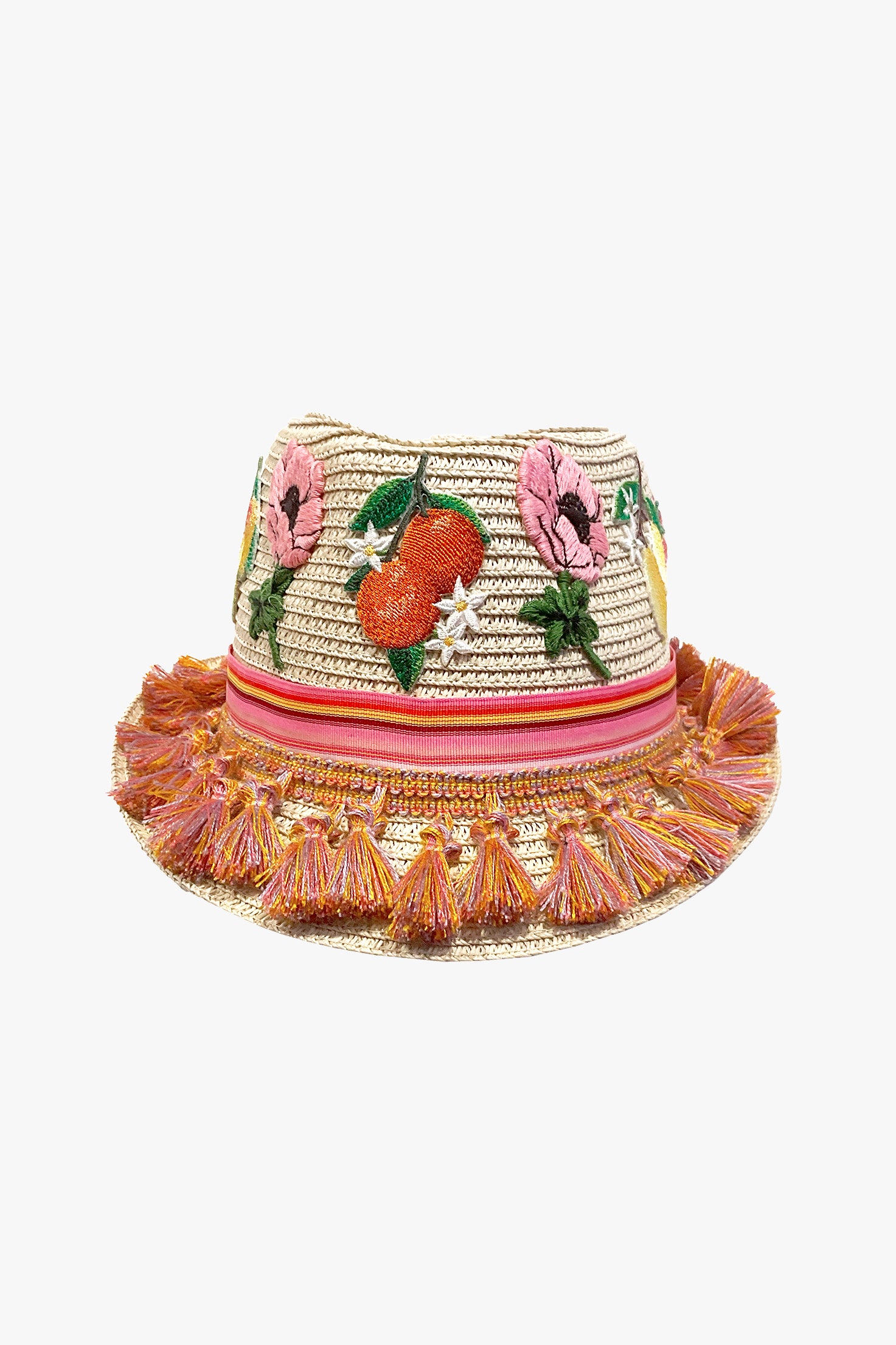 Anna Sui Tassel Fedora Hat - Coral Multi | Garmentory