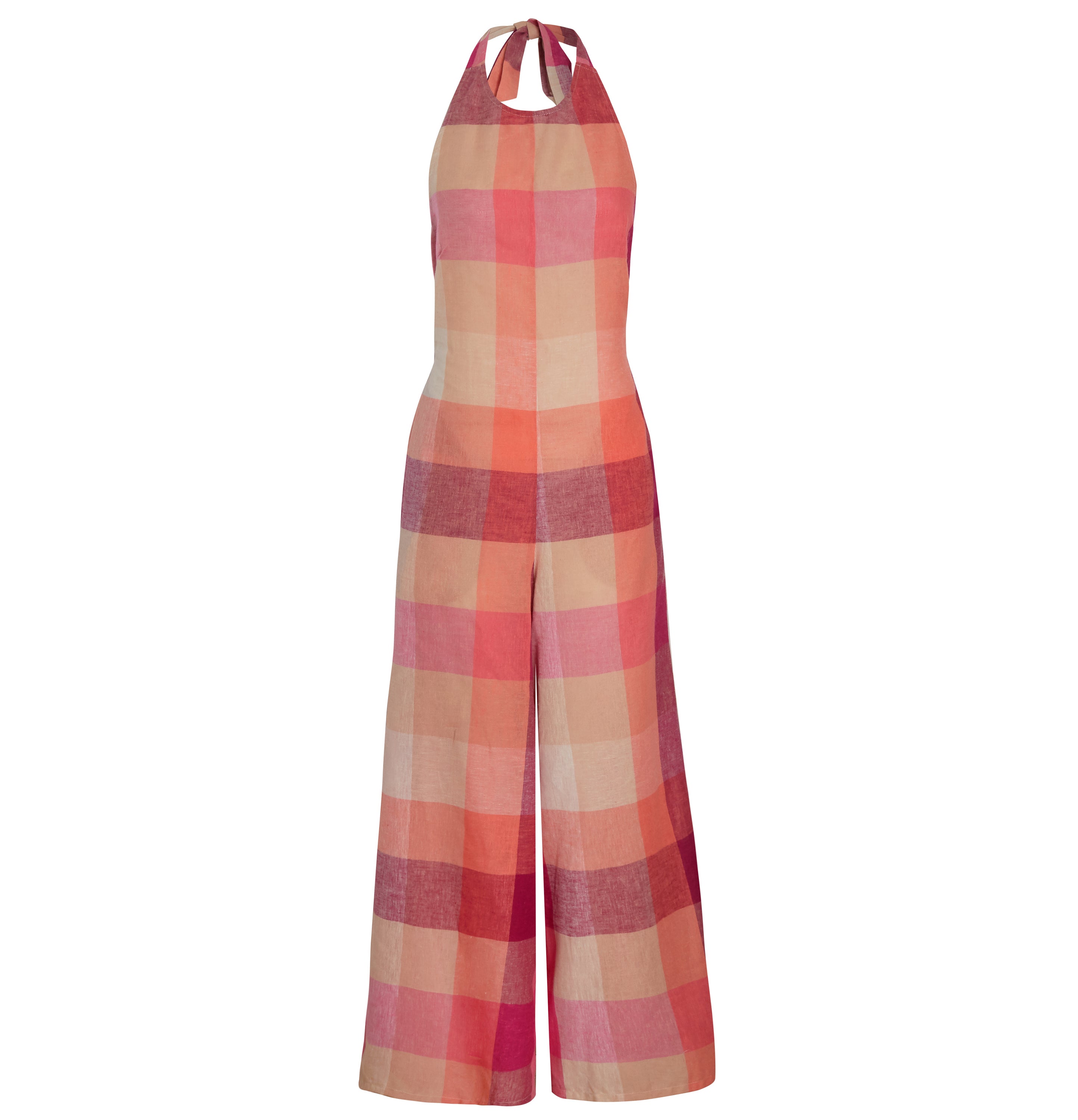 Native Youth Alma Jumpsuit - Pink Multi-Check | Garmentory