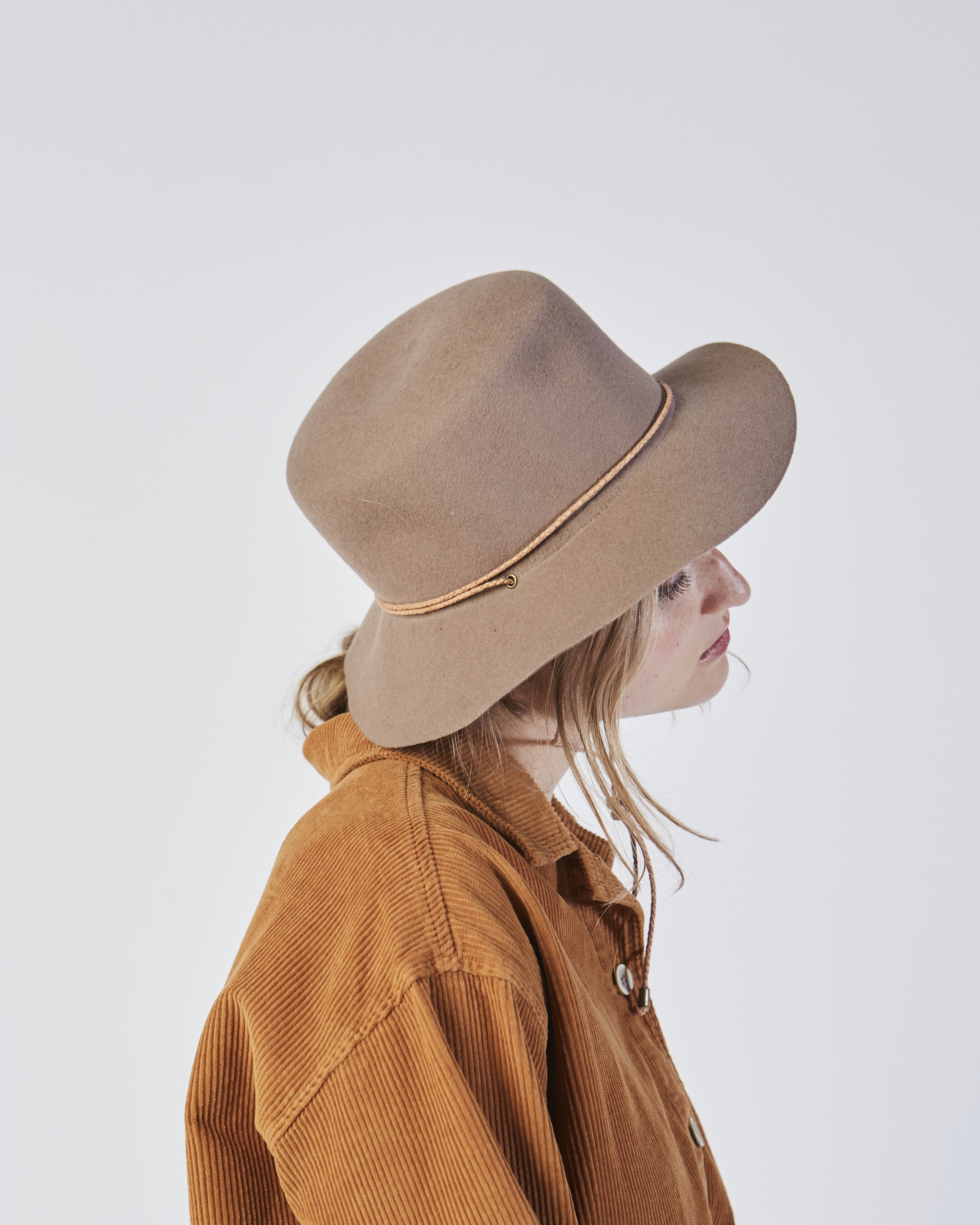 Clyde Wool Felt Flat Top Hat - Taupe | Garmentory