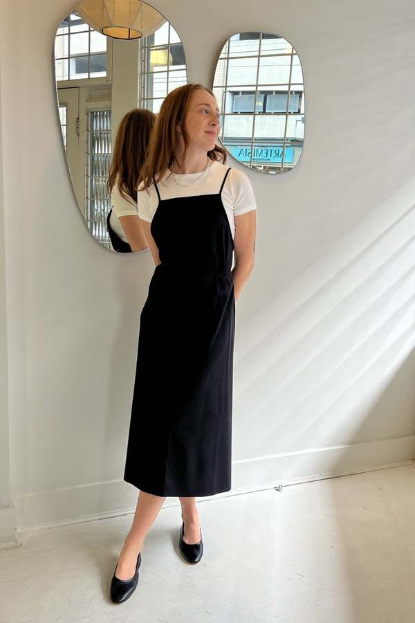 Baserange Yumi Apron Dress - Black | Garmentory