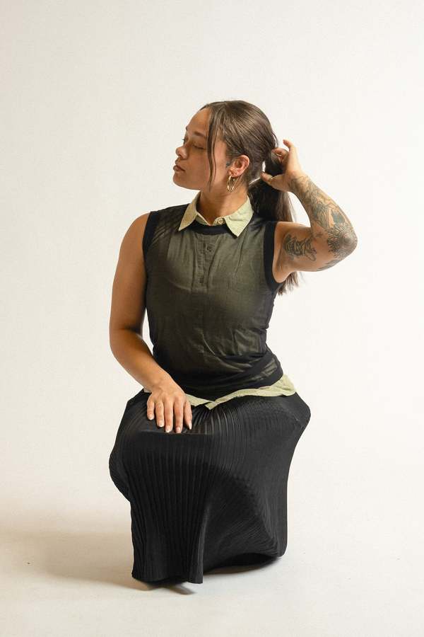 Vintage 90's Mesh Layering Tank - Black | Garmentory
