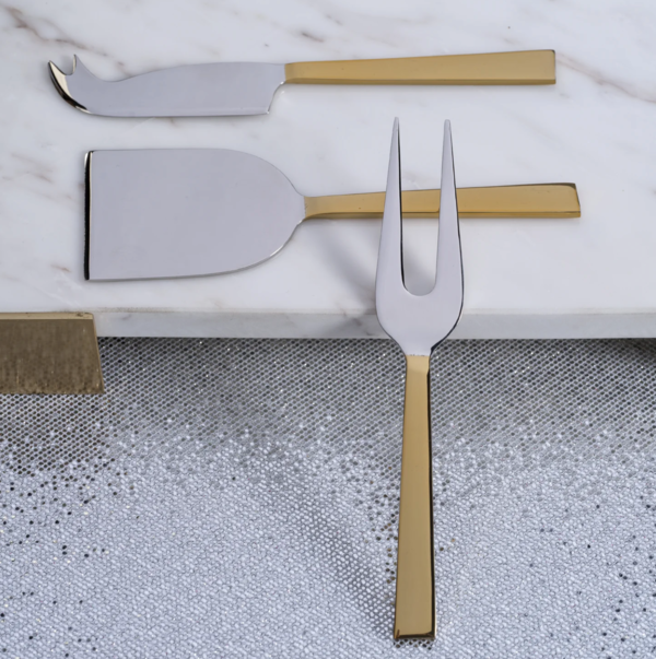 Zodax Polished Nickel and Gold Cheese Knife Set - Set of 3 | Garmentory