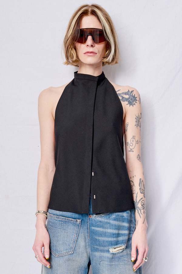 Assembly Black Suiting Halter Shirt | Garmentory