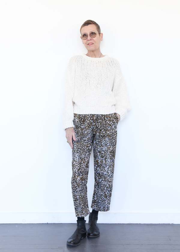 Atelier Delphine Balloon Sleeve Texture Loose Cotton Sweater | Garmentory