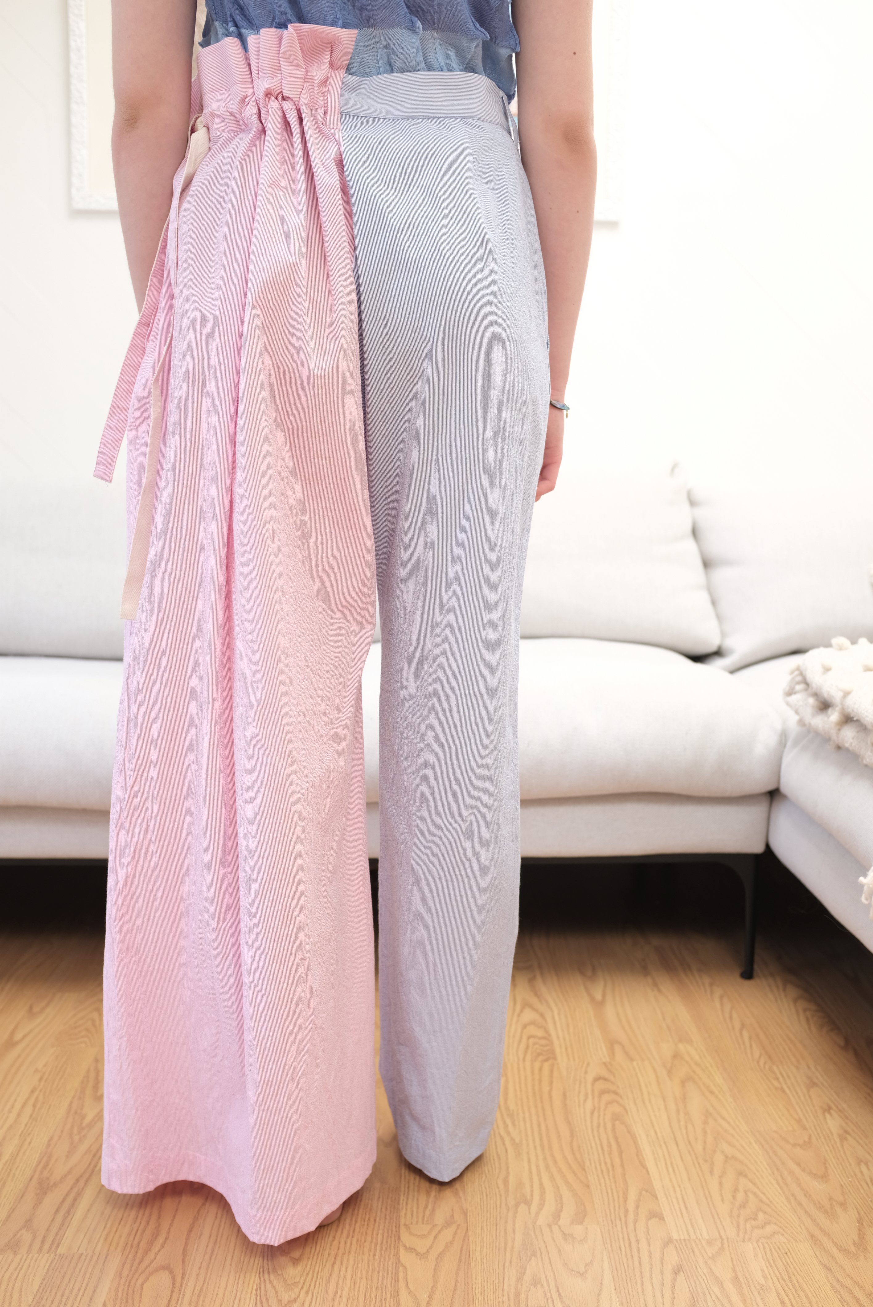Eatable of Many Orders Two Tone Tong Pants - blue/pink | Garmentory