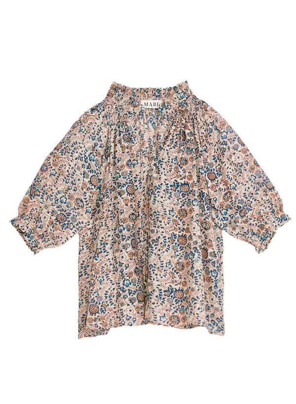 M.A.B.E Cass Print Long Sleeve Top - Navy | Garmentory