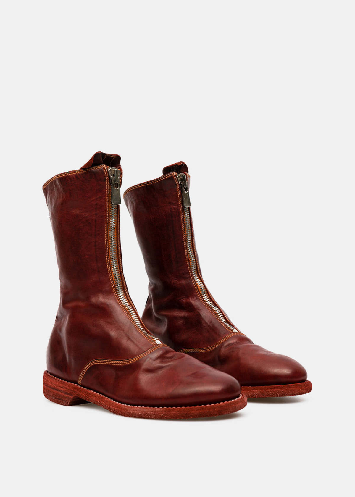 Guidi Red 310 Front Zip Army Boots - Red | Garmentory