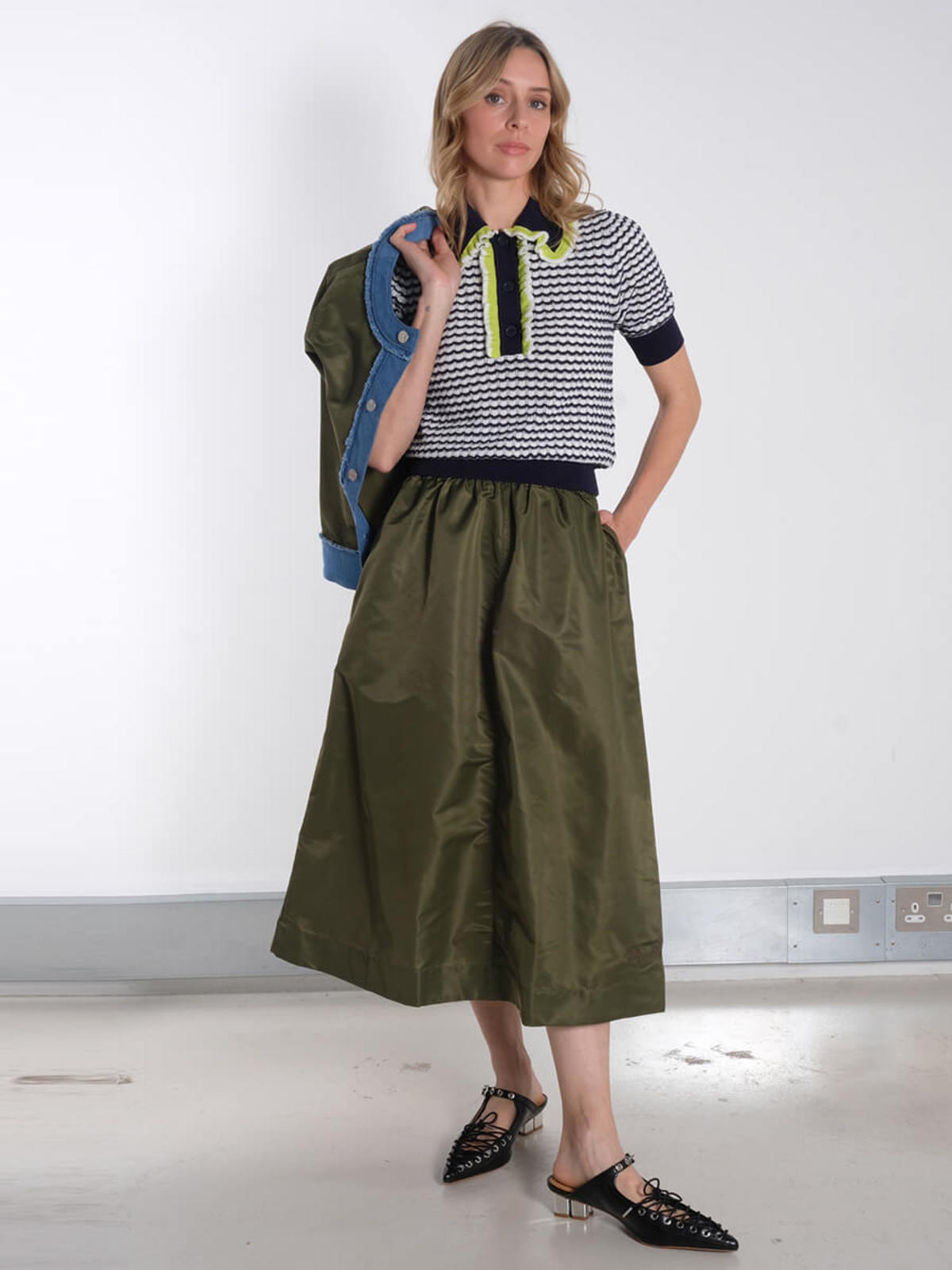 Ganni Black Oleatex Lace-Up Mules | Garmentory