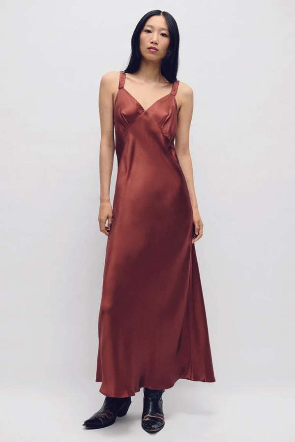 Silk Laundry Deco Ruched Dress - Canyon | Garmentory