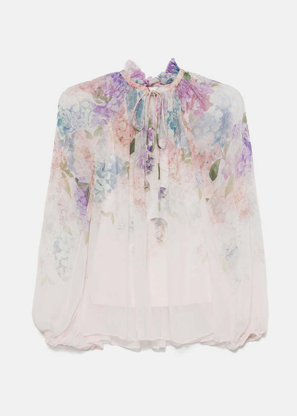 Zimmermann Dawning Billow Blouse - Multi Hydrangea | Garmentory