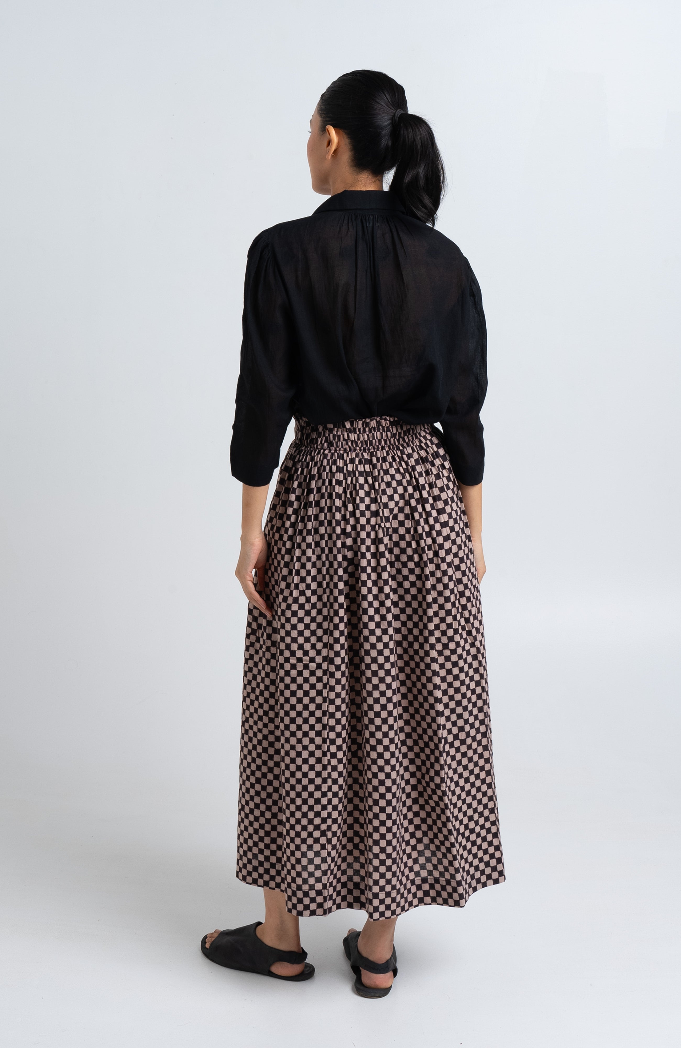 World Of Crow Block Printed Skirt - Black/White | Garmentory