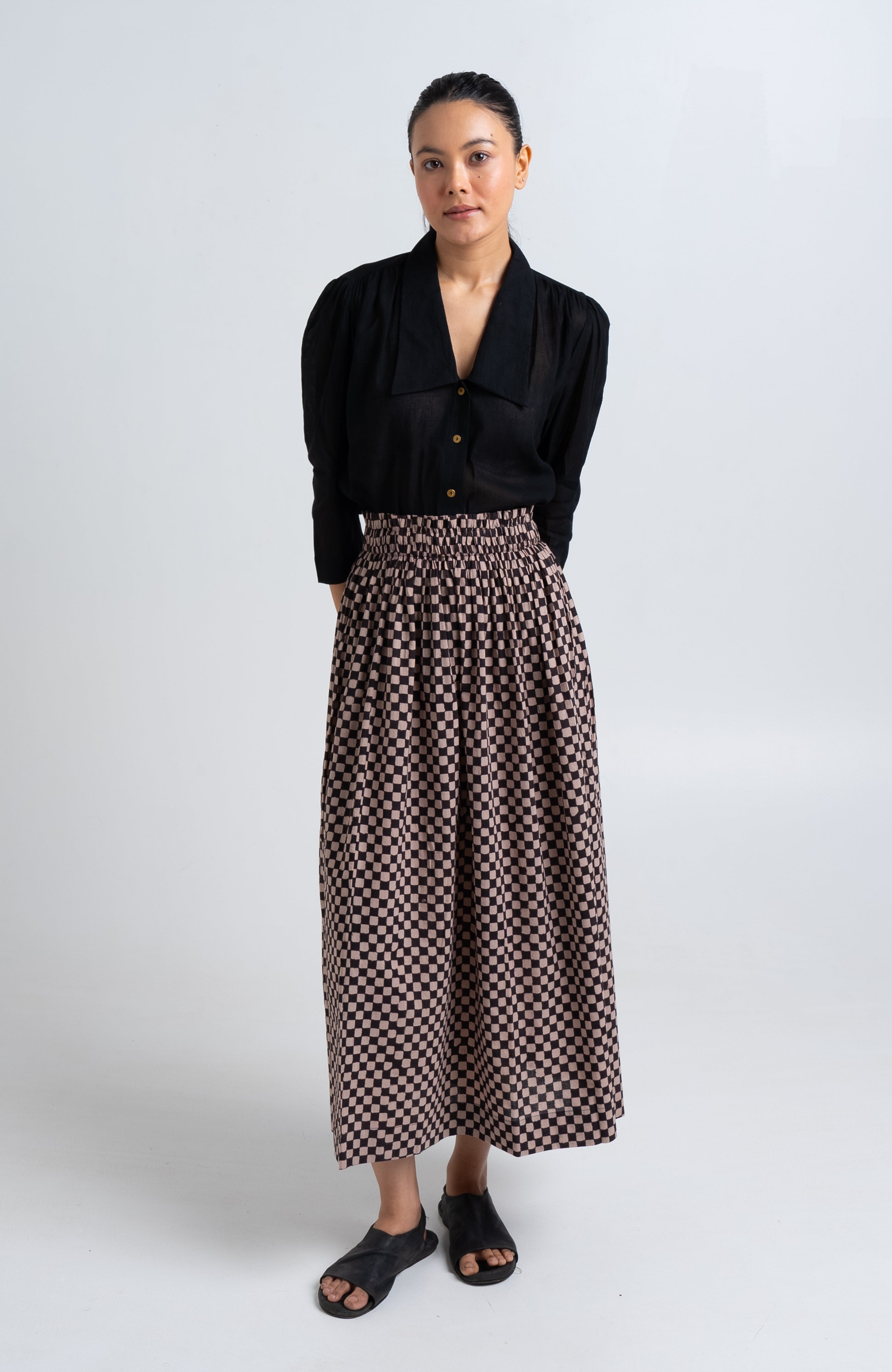 World Of Crow Block Printed Skirt - Black/White | Garmentory