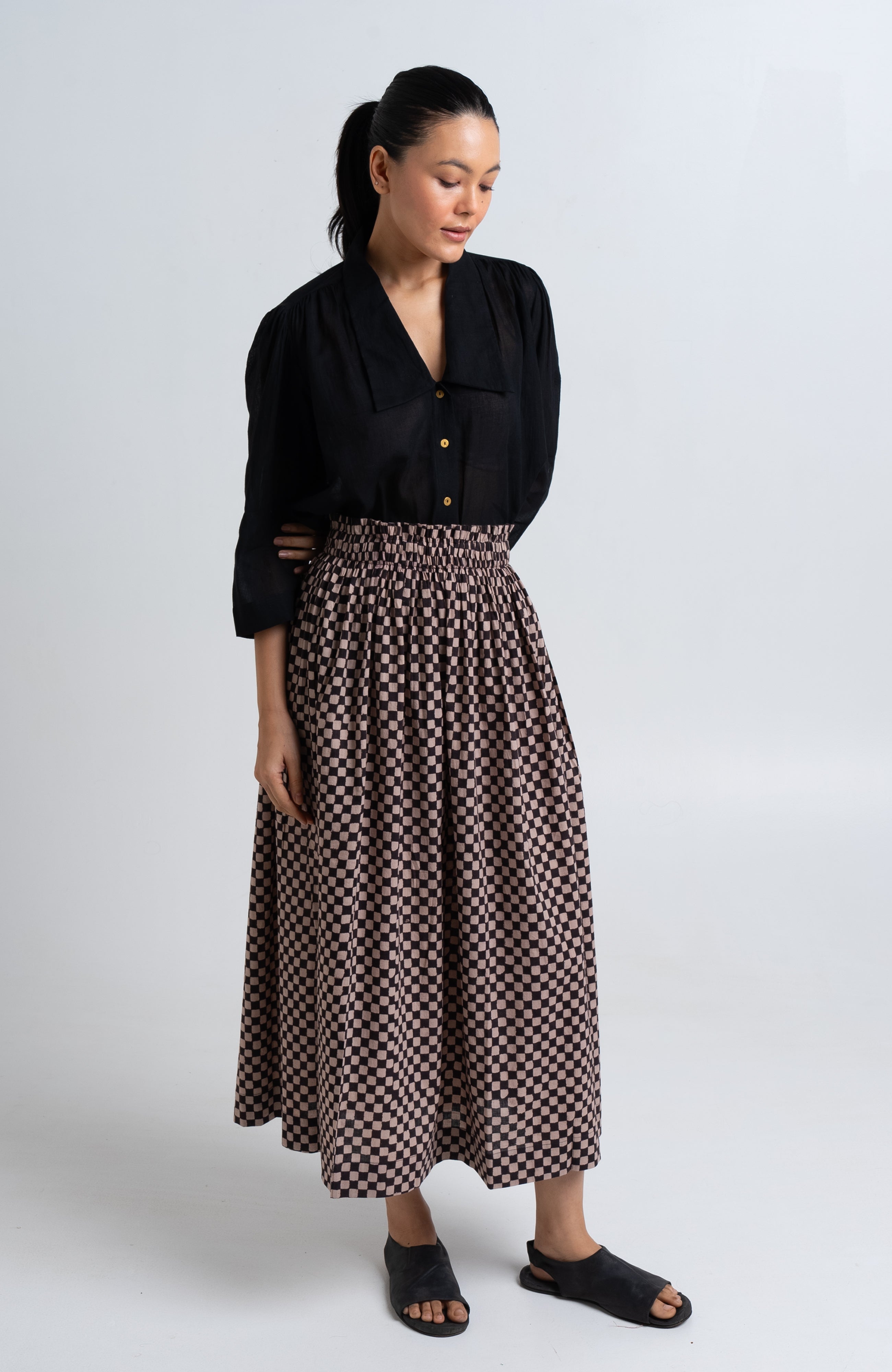 World Of Crow Block Printed Skirt - Black/White | Garmentory