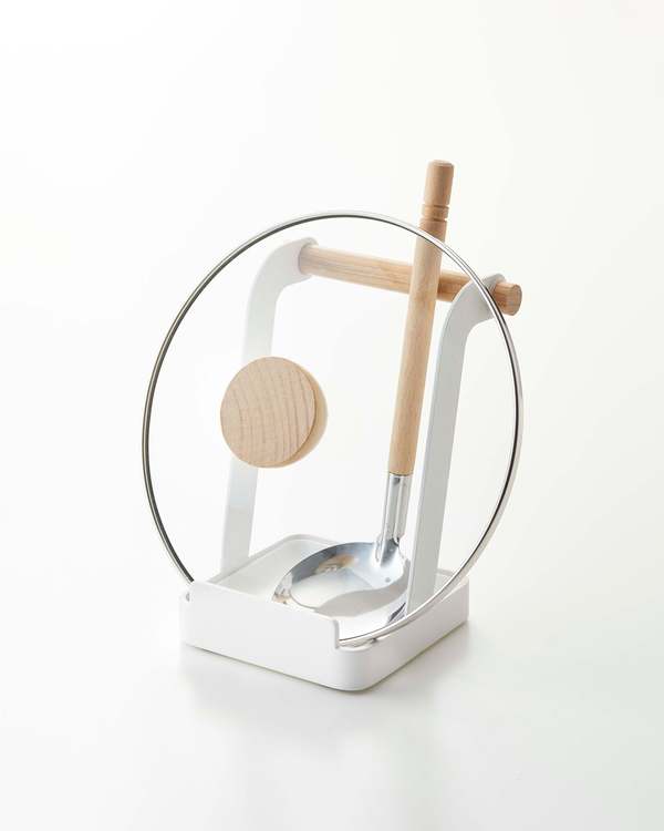 Yamazaki Home Lid & Ladle Stand - Steel + Wood | Garmentory